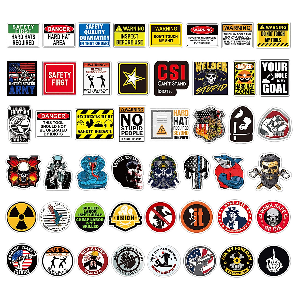 Hard Hat Stickers, 105 PCS Funny Sticker, Waterproof Cooler Stickers for Helmet, Tool Box, Thermos, Suitcase, Laptop, etc