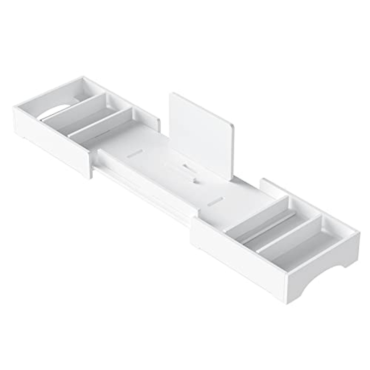 WINFFOR Acrylic Bathtub Tray, Expandable Bathtub Caddy, 1 or 2 Person Bath Tray, Luxury Bath Caddy Adjustable Bath Tub Table Caddy (White)