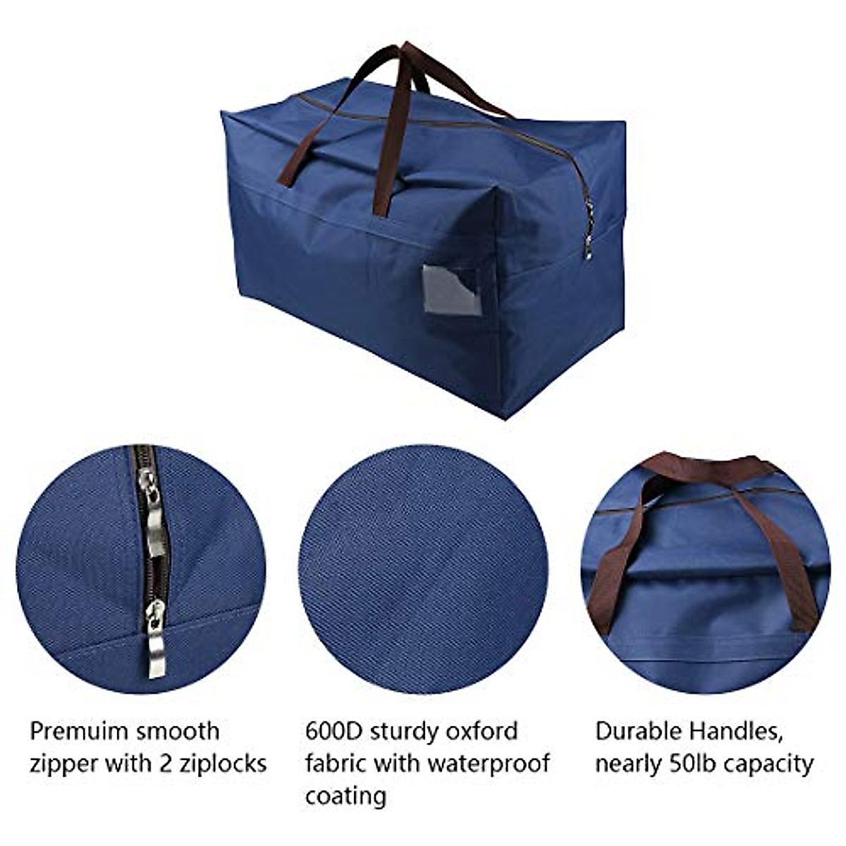 AMJ 100L Large Storage Bag for Comforters, Blankets, Clothes, Quilts and Towels, Better and Sturdy Organizer Bag, Thick Ultra Size Under Bed Storage, Moisture Proof, Blue
