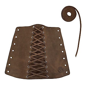 Valhalla Gear, Set of 2 Bracers for Archers, Hand Protector for Bow Shooting Practice, Outdoor Sports Armband, Wrist Guard, Full Grain Leather, Handmade, Bourbon Brown