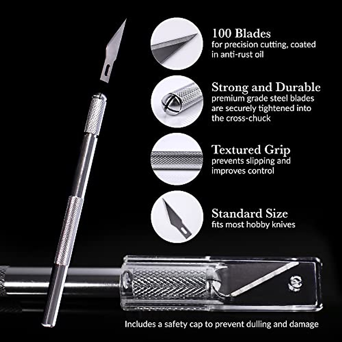 WA Portman Premium Hobby Knife Set & 100 Craft Knife Blades - 12 pc Precision Knife Set & 100 Precision Knife Blades - #11 Art Knife Blades - Craft Knife Set & 100 Craft Blades - Art Knives & Blades