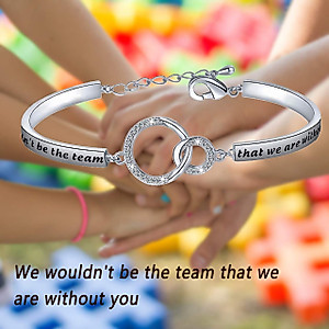 POTIY Team Gift for Boss Coach Manager Team Mom We Wouldn't Be the Team That We Are Without You Bracelet Thank You Gift for Team Coach (BR-Silver)