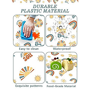 Lopeastar 3 Pieces Here Comes The Son Baby Shower Decorations Tablecloths, Large Size 54 x 108 Inch Rectangular Plastic Boho Sun Party Table Cover, Sunshine Table Cloths for Boys Kids