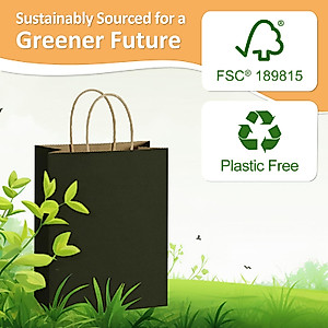 BagDream 50Pcs Gift Bags 8x4.25x10.5 Inches Paper Bags Shopping Bags Kraft Bags Wedding Party Favor Bags Merchandise Retail Bags Sacks Black Paper Gift Bags with Handles Bulk