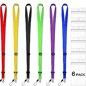 AMUU 6 Pack Lanyards Adjustable Extend Length Lanyard with id Badge Holder for Women Keys Kids Men ID Card Holder Lanyard Cruise Ship Waterproof Credit Card Name tag Holder