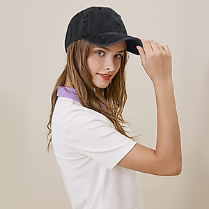 HH HOFNEN Men Women Washed Distressed Twill Cotton Baseball Cap Vintage Adjustable Dad Hat (#2 Black+Gray+Army Green)