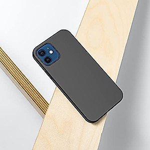 Puxicu Case for iPhone 12 & 12 Pro, Slim Design Matte Soft TPU Protective Cover - 6.1 Inch - Black