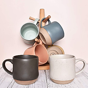 Bosmarlin Large Stoneware Speckled Coffee Mugs Set of 2, Big Ceramic Tea Cup, 17 Oz, Dishwasher and Microwave Safe (White, 2)