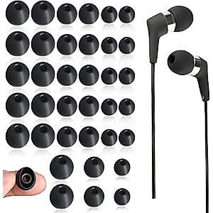 36 Pieces Earbuds Silicone Replacement Earbuds Earphone Buds Replacement Noise Isolation Cover Earphones Rubber Buds Noise Cancelling Earphones Earbud Covers Earphone Buds Replacement, 3 Sizes (Black)