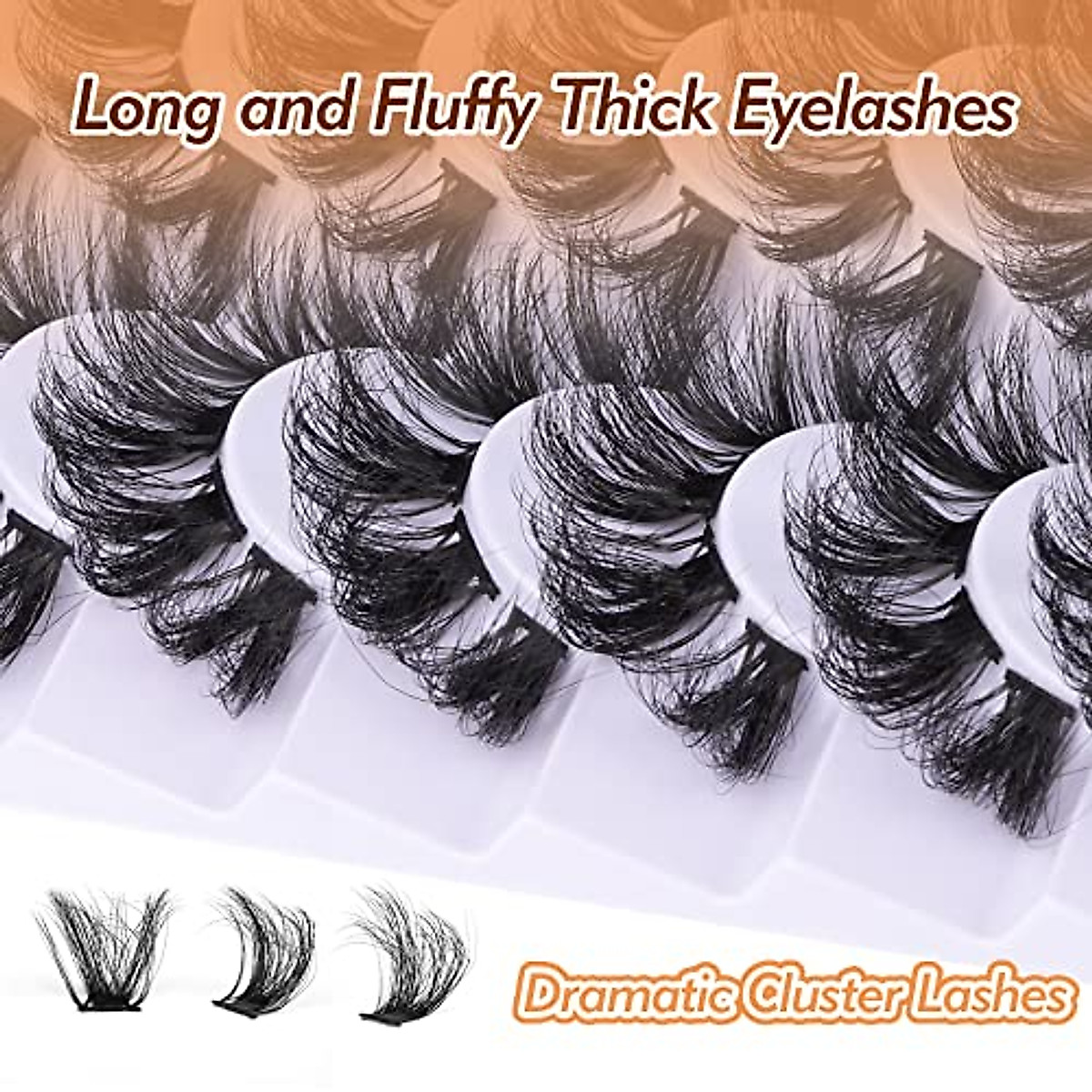 Cluster Mink Lashes Fluffy Eyelashes Long Thick Dramatic Individual Lashes Extension Wispy 6D Volume Eyelash 19-22MM zanlufly Eyelashes Pack