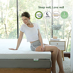 Novilla 4 Inch King Size Mattress Topper, Medium Firm Memory Foam Mattress Topper King, Gel & Bamboo Charcoal Infused for Motion Isolation & Pressure Relieving, with Breathable Bamboo Cover, King Size