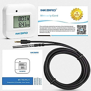 Inkbird Smart Thermometer Temperature and Humidity Monitor Hygrometer Indoor, Free APP for iOS and Android, IBS-TH2 Plus Version Supports External Temperature Probe and Digital Display.