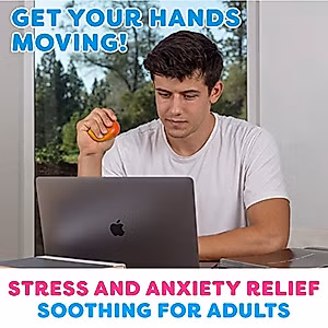 Power Your Fun Arggh Mini Stress Balls for Adults and Kids - 3pk Squishy Stress Balls with Light, Medium, Heavy Resistances, Fidget Toy Sensory Stress Anxiety Relief Squeeze Toys (Yellow, Pink, Blue)