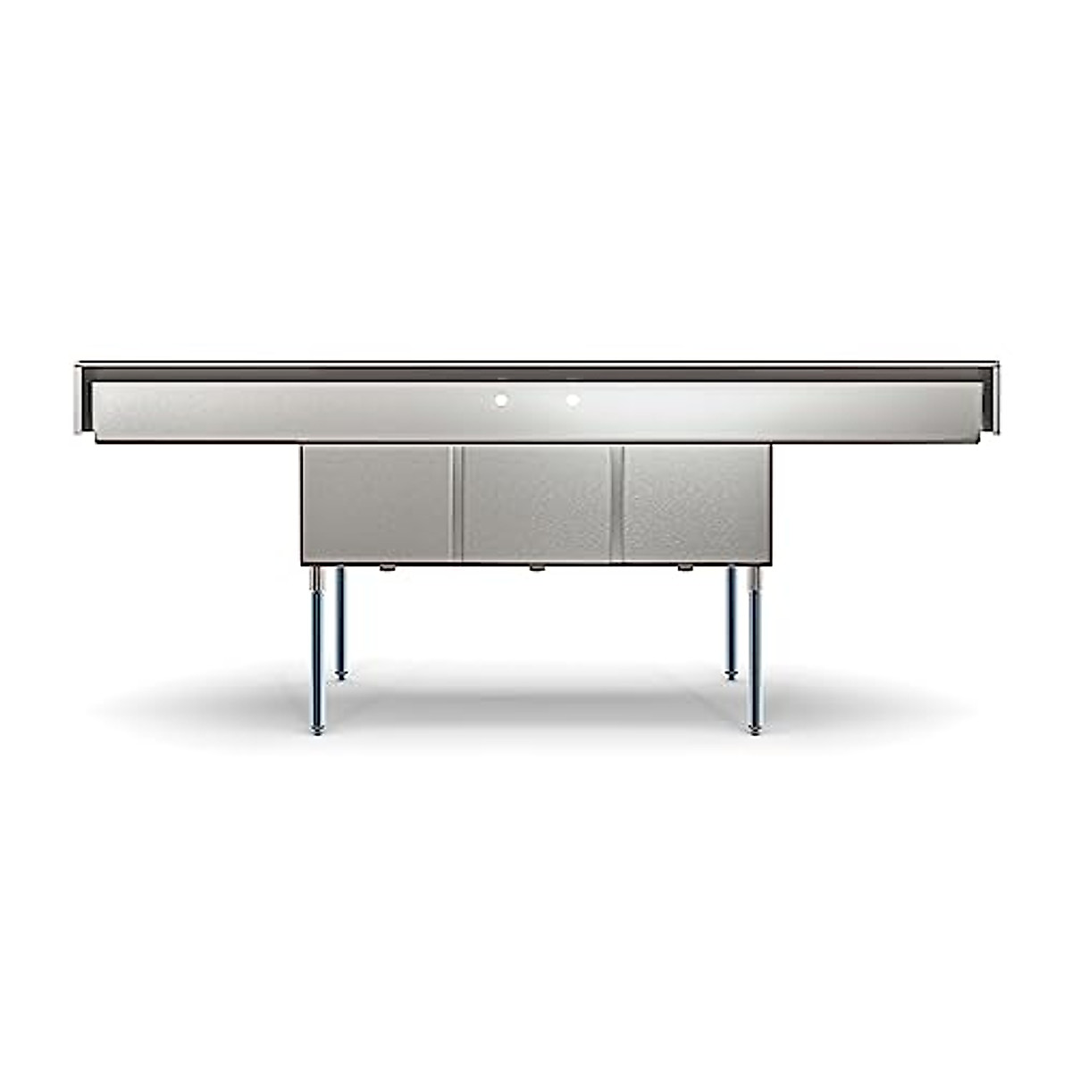 KoolMore 102 in. Three Compartment 18-Gauge Stainless-Steel Commercial Kitchen Sink, Bowl Size 18x24x14, with Three Basins for Washing and Rinsing Dishes with Two Drainboards (KM-SC182414-24B3)