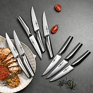 Klaus Meyer 19 Piece Contour High Carbon Stainless Steel Kitchen Knife Set with Knife Sharpener Non-Slip Handles Knife Set with Block