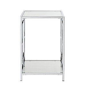 Town Square Chrome End Table with Shelf, Glass/Chrome