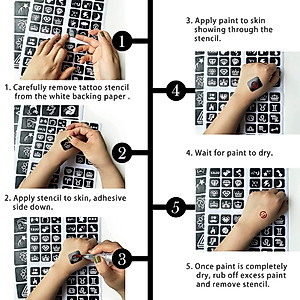 CUTELIILI Henna Tattoo Stencils Reusable for Women Girls and Kids, 200+ PCS Tattoo Templates, Airbrush Tattoo Stencil,Body Art Stencil Templates Chriatmas Gift Black