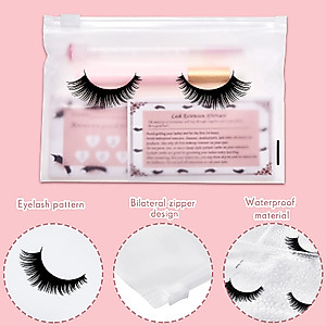 12 Pieces Eyelash Aftercare Bags 12 Lash Shampoo Brushes 12 Mascara Wands with Tubes 25 Lash Aftercare Cards 25 Refill Filler Lash Punch Cards Eyelash Makeup Accessories, 86 Pieces of Total (Pink)