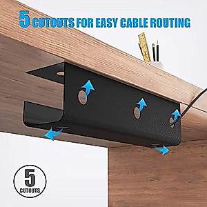 Yecaye 2 Pack Under Desk Cable Management Tray, 31.5in Desk Cord Organizer for Wire Management Tray, Perfect for Standing Desk Cable Tray, No Screw No Drill Cable Raceway for Office, Home, Black