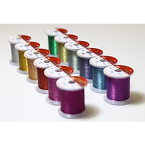 Hitena STWRAP Rod Wrapping Thread - Metallic Zebra (Jasper) 12 Color Pack (100yd)