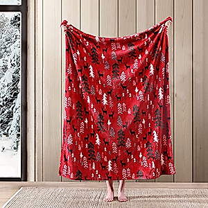 Eddie Bauer - Throw Blanket, Ultra Soft Plush Home Décor, All Season Bedding (Deer Woods Red, 50 x 60)