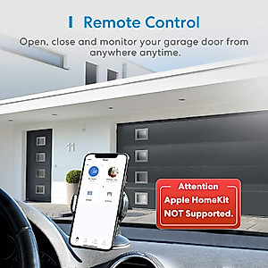 meross Smart Garage Door Opener Remote, APP Control, Compatible with Alexa, Google Assistant and SmartThings, Multiple Notification Modes, No Hub Needed