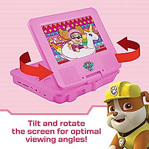 PAW Patrol 7" Portable DVD Player with Matching Headphones and Carrying Bag, Compatible with CDs, DVDs, USB and SD Card, Swivel Screen, (NKPDVD701SK)