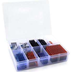 GeeekPi 102pcs Heatsink Kit with Conductive Adhesive Tape, Cooler Heat Sink for Cooling Raspberry Pi VRM VRAM CPU GPU VGA Small IC Laptop LED MOSFET Transistor SCR Voltage Regulator