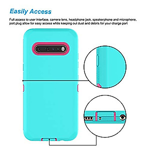 LG V60 Case, LG G9 ThinQ/LG V60 ThinQ 5G Case, Thybx [Drop Protection] Full Body Shock Dust Absorbing Grip Plastic Bumper TPU 3-Layers Durable Solid Phone Sturdy Hard Cases Cover [Turquoise]
