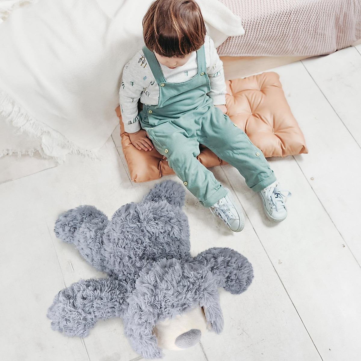 WEIGEDU Smiling Puppy Dog Stuffed Animal Plush Toys for Kids Boys Girls Birthday Nursing Bedtime Christmas Easter Gifts, 17.7 inches Gray