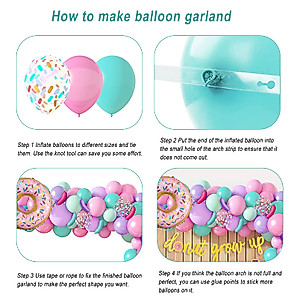 Donut Birthday Party Decorations, 116Pcs Donut Balloons Garland Grow Up Party Supplies Donut Banner Pink Blue Confetti Pearlescent Foil Balloons for Sweet Birthday Party Baby Shower Decorations