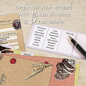 Recipe Binder with Sheets, 3 Ring Full Page Organizer Kit 8.5x11 in. Book Binder with 25 Sheets & 16 Dividers & 32 Labels & 50 Plastic Sleeves. DIY Family Cookbook for Recipes.