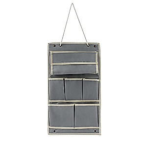 DRON TOOON Fabric Wall Hanging Storage Caddy Bag Pouch Organizer with Adhesive Hooks for Bedroom Kitchen Office or Car, Grey