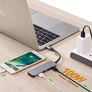 USB Type C Hub 5-in-1 USB C Adapter with 4K USB C to HDMI,USB3.0 with 5GB Data Transfer Compatible with Type c laptops