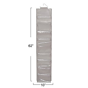 Household Essentials 20-Pocket Closet Shoe File, Single Hook System, Light Grey