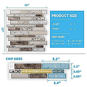 Art3d Peel and Stick Brick Kitchen Backsplash Self-Adhesive Wall Tile Stone Design, 10 Sheets (Brown)