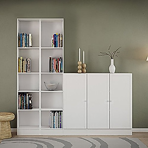Tvilum Element Narrow 3 Shelf Bookcase, Short, White