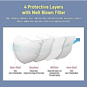 CHARMZONE KF94 Protective Disposable Mask 50 pieces White/Black/Grey Large Individually Packed Made in Korea (White, Large)