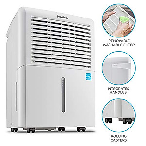 Ivation 4,500 Sq Ft Smart Wi-Fi Energy Star Dehumidifier with App, Continuous Drain Hose Connector, Programmable Humidity, 2.25 Gal Reservoir for Medium and Large Rooms (4,500 Sq Ft)