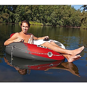 Intex River Run 53 Inch Inflatable Floating Water Tube Lake Pool Ocean Raft & River Run II Inflatable 2 Person Pool Tube Float w/ Cooler & Repair Kit