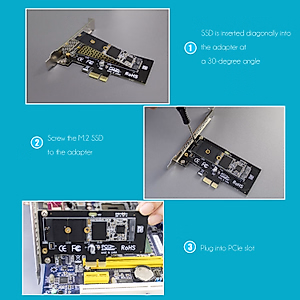 GLOTRENDS PA09-X1 M.2 NVMe to PCIe X1 Adapter for 2230/2242/2260/2280 M.2 NVMe SSD, PCIe X1 Installation