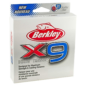 Berkley x9 Braid Superline, Crystal, 20lb test | 37 lbC | 17.0kg, 164yd | 150m Fishing Line, Suitable for Freshwater and Saltwater Environments