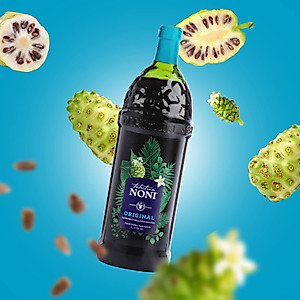 Tahitian Noni Juice by Morinda - Original and Authentic Noni Fruit Puree with Natural Blueberry & Grape (Resveratrol) - Invigorating Daily Superfood Drink for Enhanced Vitality - 4x1L Bottles/Case