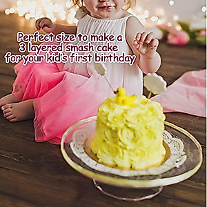 E-far 4 Inch Small Cake Pan Set of 3, Stainless Steel Mini Round Smash Cake Baking Pans, Non-Toxic & Healthy, Mirror Finish & Dishwasher Safe