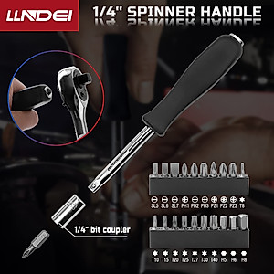 LLNDEI 57pcs 3/8 &1/4 Inch Drive Socket Wrench Sets, Dual Head 72-Teeth 2 Ways Ratchets, 6 Point Metric/SAE Sockets, CR-V, Extensions with 1/4-inch Dr. Bits Set, Universal Joint(5/32-3/4Inch,4-19mm)