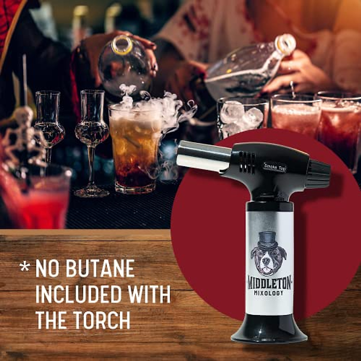 SmokeTop Cocktail Smoker Kit and Torch with Cherry, Hickory, Maple, and Oak Wood Chips - Cocktail Smoker Kit & Chips for Old Fashioned Cocktails, Whiskey, & Bourbon - by Middleton Mixology