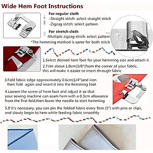 Windman 3 Sizes Wide Rolled Hem Pressure Foot Sewing Machine Presser Foot Hemmer Foot Set 1/2 Inch, 3/4 Inch, 1 Inch Low Shank Sewing Machine Presser Foot for Brother Singer