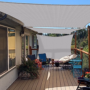 E&K Sunrise 10' x 12' Sun Shade Sail Rectangle Canopy Shade Cover UV Block for Patio Backyard Garden Outdoor (Gray)