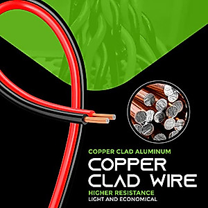 GearIT 14 Gauge Wire (100ft - Black/Red) GPT Automotive Primary Bonded Wire - Copper Clad Aluminum CCA - Car Audio, Speaker Wire, Trailer Harness, Electrical - 100 Feet Total 14ga awg