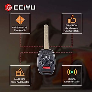 cciyu 4 Buttons Key Fob Replacement Keyless Entry Remote Car Key Fob Clicker Transmitter Alarm Replacement for 08-15 for H onda Accord/Pilot KR55WK49308 267T-5WK49308 5WK4930 (Pack of 1)